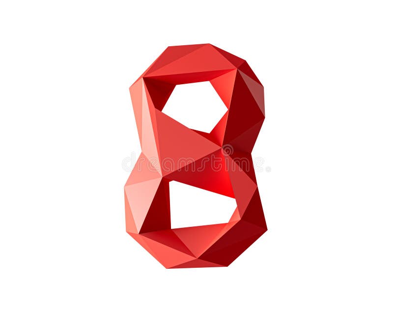 Digit Made of Low Poly Red Material Stock Illustration - Illustration ...