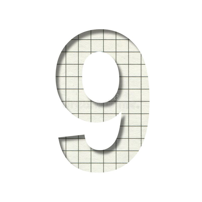 Digit 9, Nine Cut Out of White Paper on the Background of a School ...