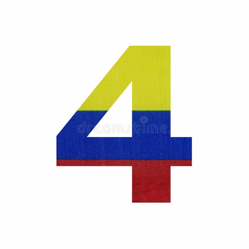 Number Digit Four - Colombia Flag Colors Stock Illustration ...