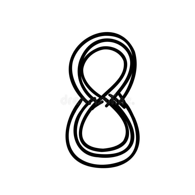 Digit Number Eight Scribble Font in Doodle Scribble Brush Hand Drawn ...