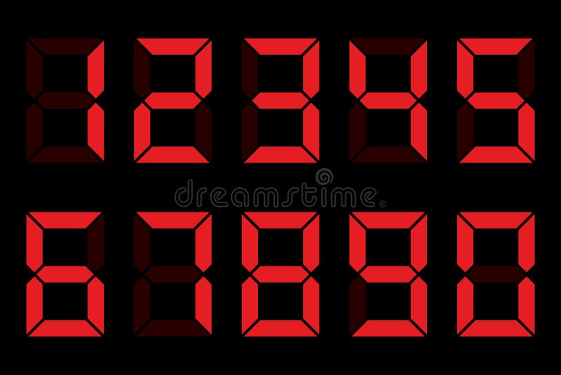 Digital numbers clock red stock vector. Illustration of icon - 12988838