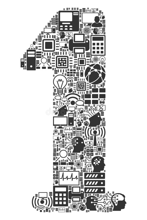 Digit One Collage Icon for BigData and Computing Stock Vector ...