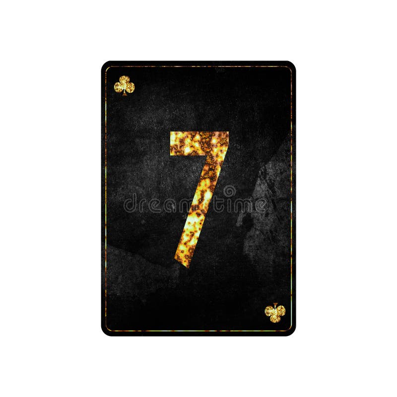 Digit Seven. Alphabet on Vintage Playing Cards. Isolated on White ...
