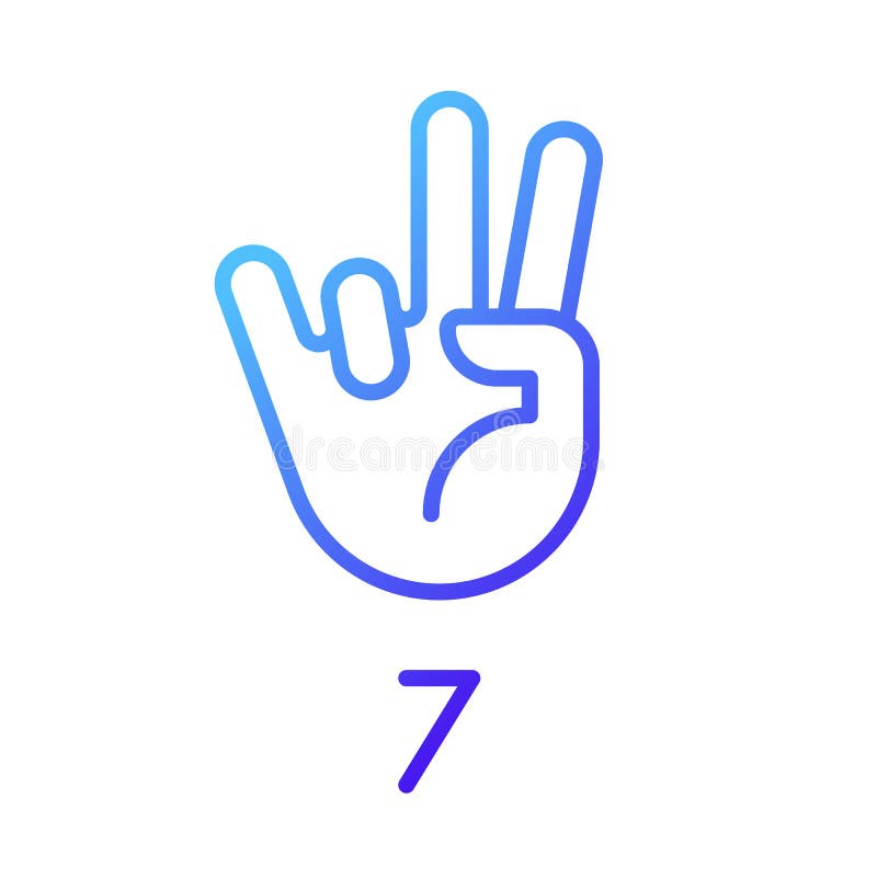 Digit Seven Sign in ASL Pixel Perfect Gradient Linear Vector Icon Stock ...