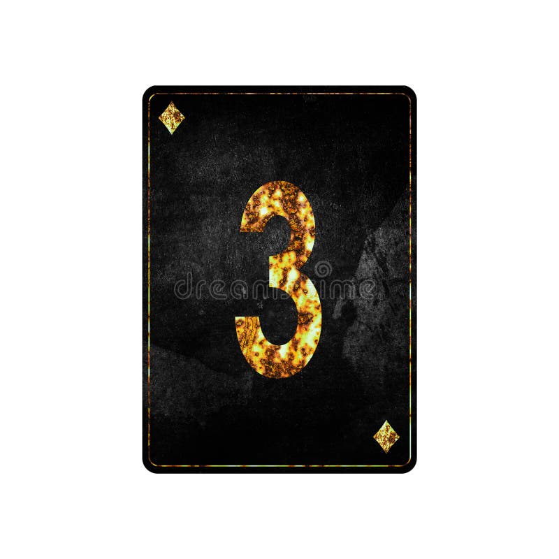 Digit Three. Alphabet on Vintage Playing Cards. Isolated on White ...