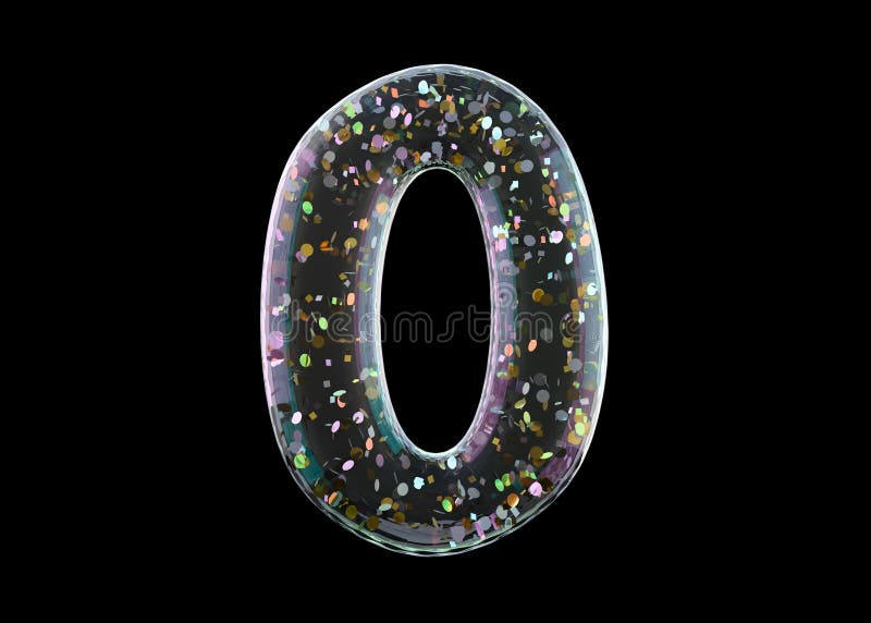 Digit Zero. Alphabet from Transparent Foil Balloons Stock Illustration ...