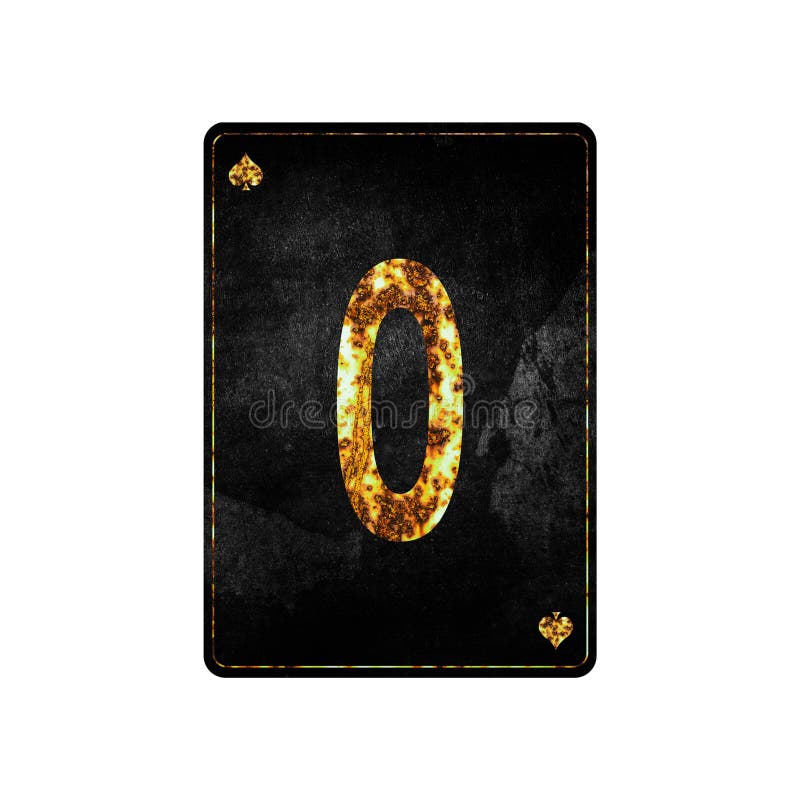 Digit Zero. Alphabet on Vintage Playing Cards. Isolated on White ...