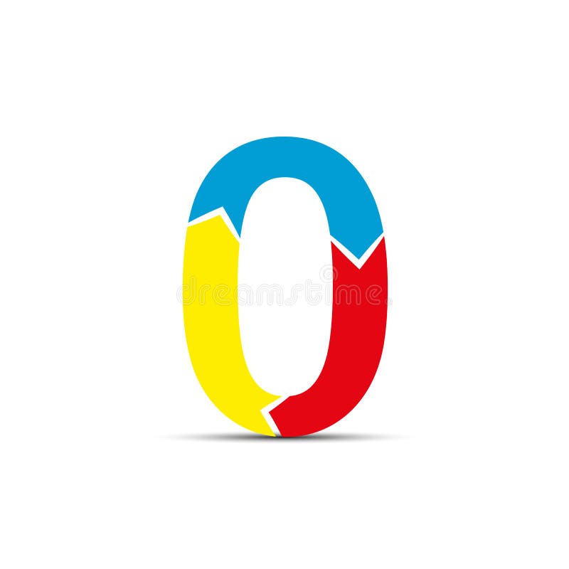 Digit Zero is Composed of Three Different Colored Arrows. Stock ...