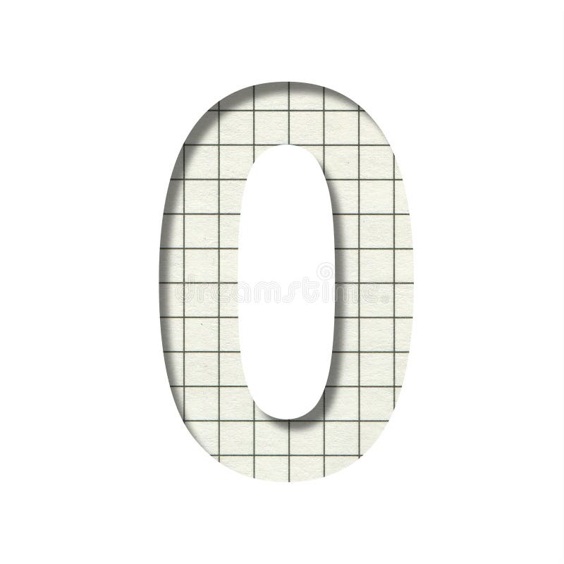Digit 0, Zero Cut Out of White Paper on the Background of a School ...