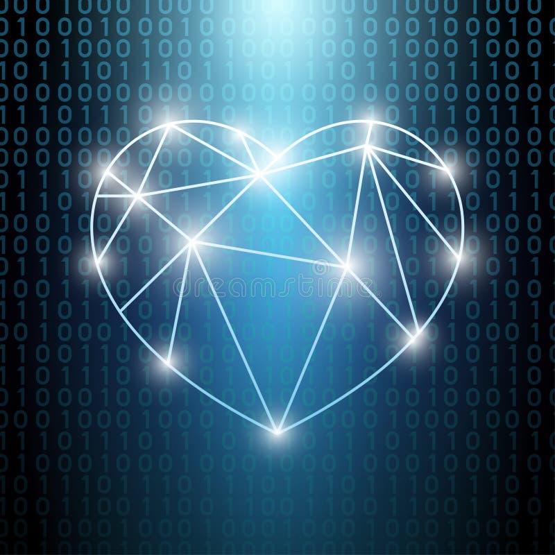 Digital love heart. stock vector. Illustration of design - 208029483