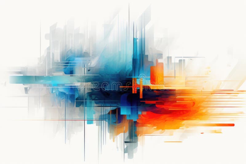 Digital Abstract Art with Glitchy Effects Stock Illustration ...