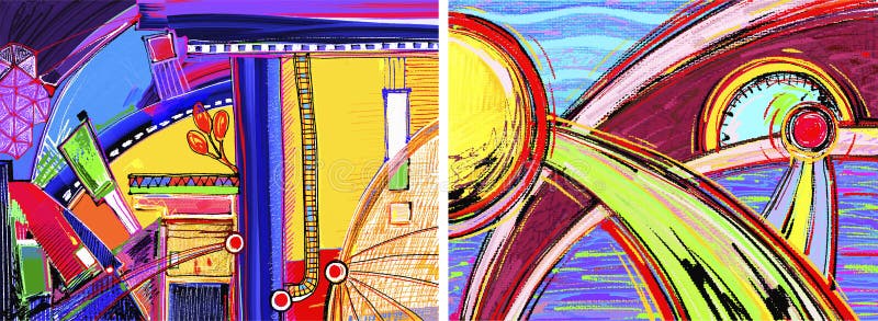 Digital Abstract Art Painting Composition Stock Vector - Illustration ...