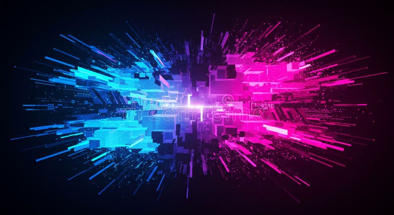 A Digital Abstract Art Piece Featuring Vibrant 3D Geometric Shapes. the ...