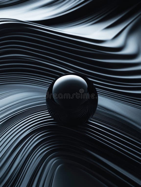 Digital Abstract Art of a Sphere in a Maze-like Environment Stock Photo ...