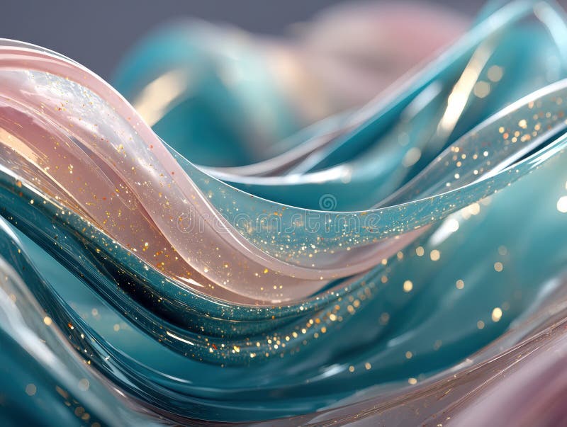 Digital Abstract Artwork Featuring a Translucent, Flowing Form with ...