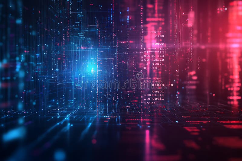 Digital Abstract Background with Binary Code Stock Illustration - Illustration of virtual ...