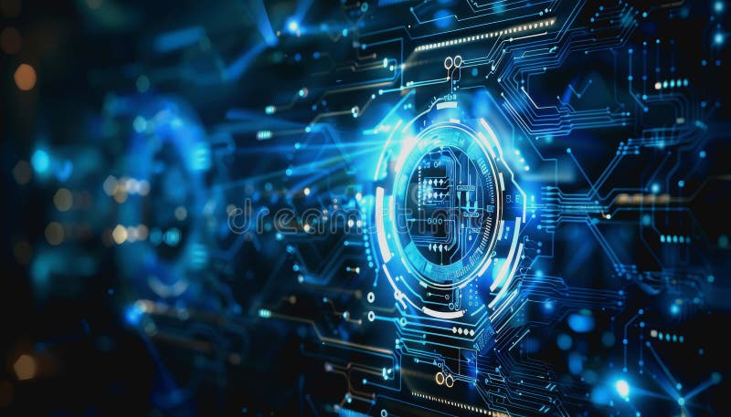 Digital Abstract Background with Blue Technology Graphics and ...