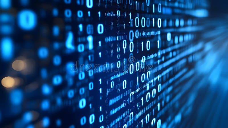 Abstract Blue Binary Code Background for Technology and Digital Concepts Stock Illustration ...