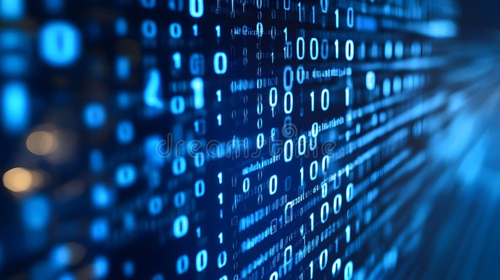 Abstract Blue Binary Code Background for Technology and Digital ...