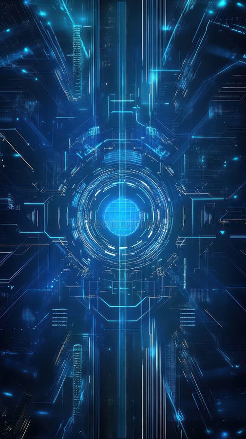 Abstract Digital Interface with Glowing Blue Lines and Circles Stock ...