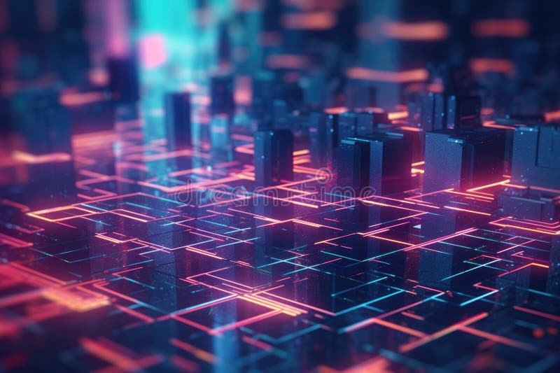 Digital Abstract Background Sci Fi Neon Light Line Pattern Picturesque ...