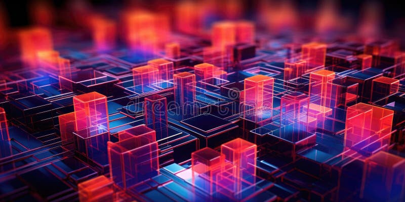 Digital Abstract Background with Sci-fi Neon Light Line Pattern ...