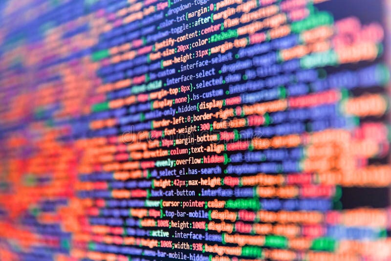 Cyber Space Concept. it Business. Programming Code on Computer Monitor ...