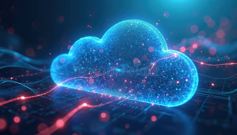 Digital Abstract Cloud Computing Concept. Cyber Data Storage, Protection, Secure Network ...