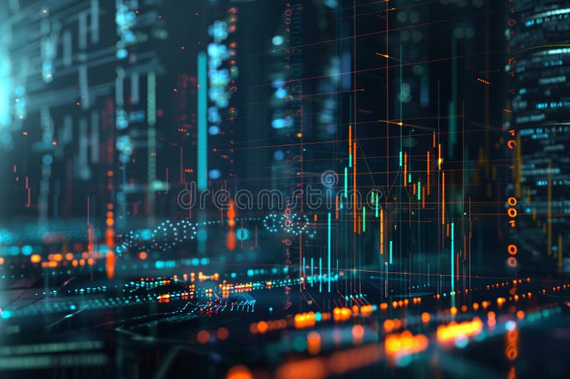 Digital Abstract with Colorful Lines and Data Stock Illustration ...