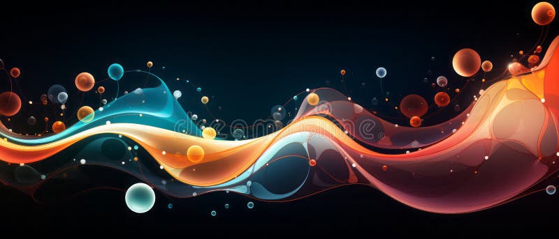 Digital Abstract Colorful Wave on Black Background Stock Illustration ...