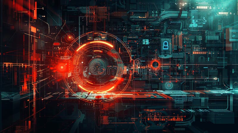 A Digital Abstract Depicting Advanced Cybersecurity Measures With Digital Locks Shields