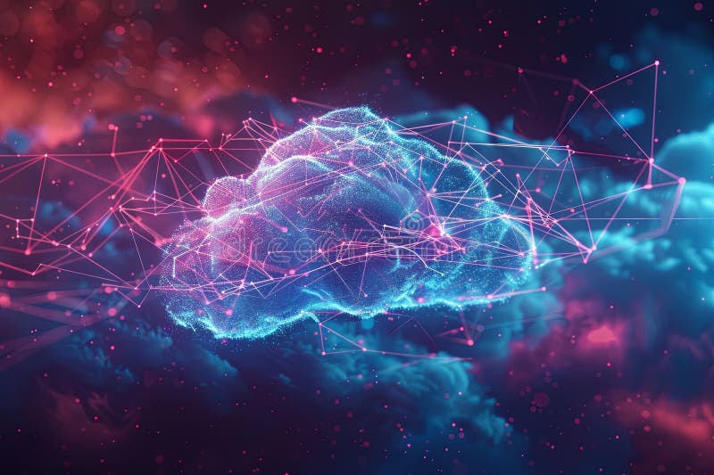 A Digital Abstract Depicts Cloud Computing And Ai Operations Within A Network Of Data Processing