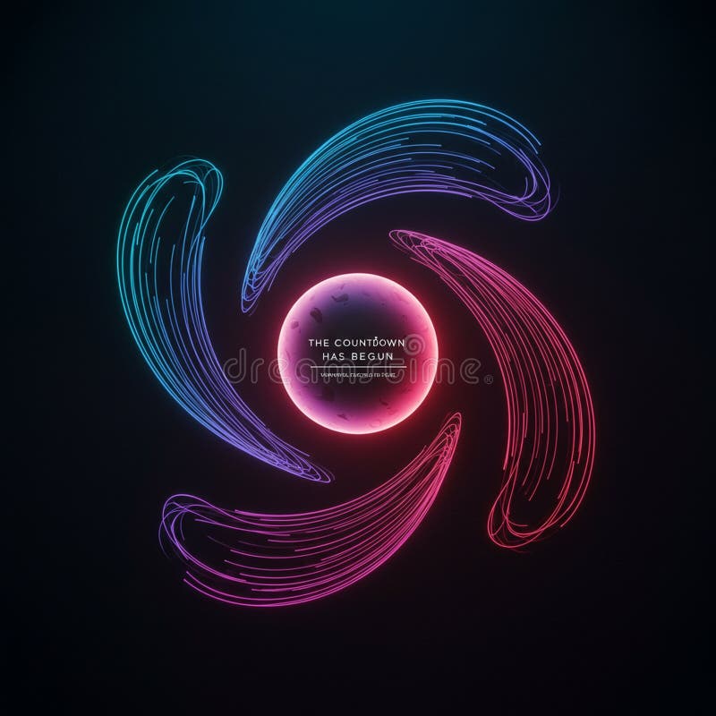 A Digital, Abstract Design Features a Central Glowing Sphere with the ...