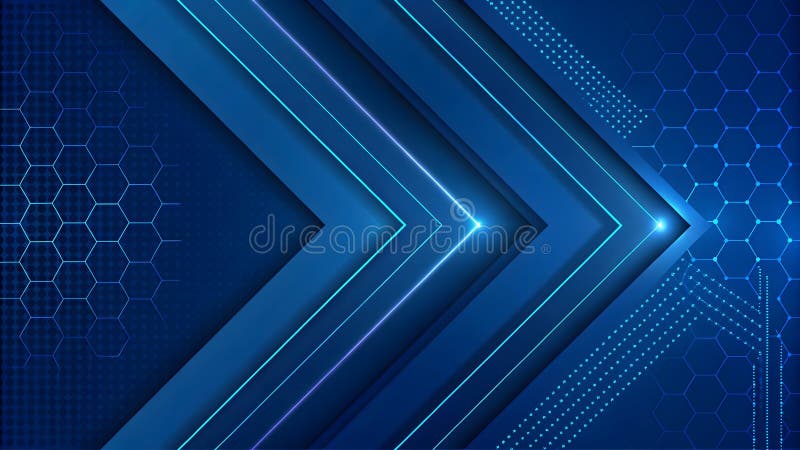 Digital Abstract Design Featuring Blue Geometric Patterns and Light ...
