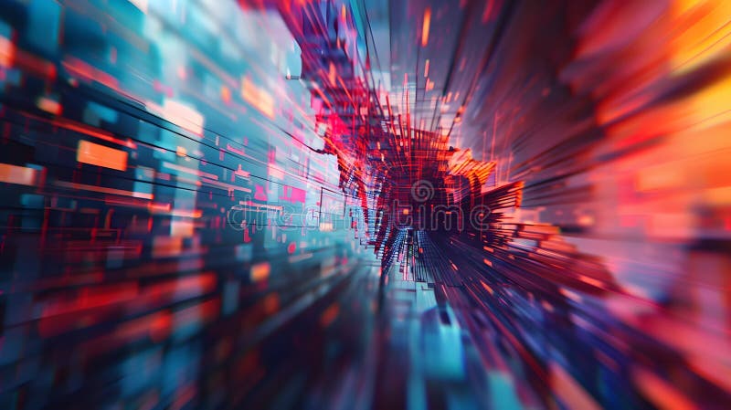 Digital Abstract Distorted Art with Intriguing Digital Artifacts Black ...