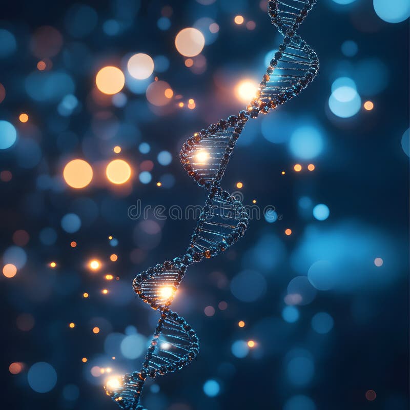 Digital Abstract Dna Helix with Glowing Light Effects in Blue ...