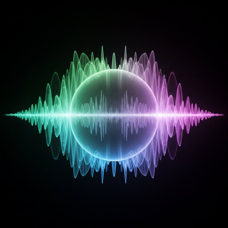 A Digital Abstract Featuring a Central Translucent Sphere with Colorful ...