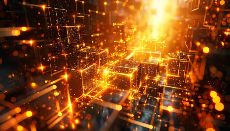 Digital Abstract Futuristic Wallpaper. Technology Yellow Background ...