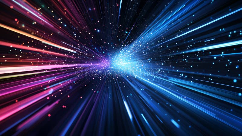 Digital Abstract with Glowing Dots and Colorful Trails of Light ...