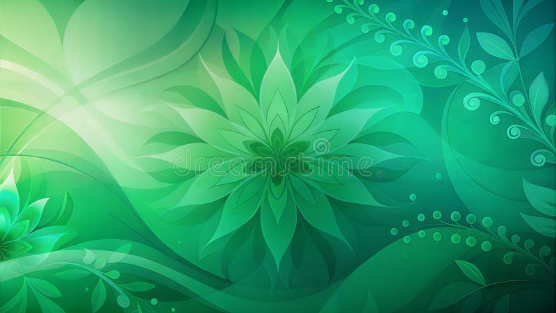 Digital Abstract Gradient with Floral Design Featuring Shades of Green ...