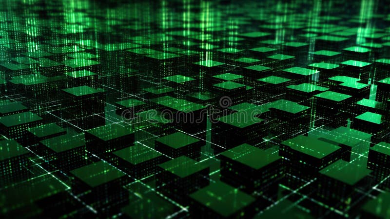 Digital Abstract of Green Color Dot Matrix Cubes Pattern Selective ...