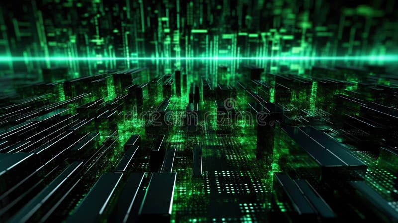 Digital Abstract of Green Color Dot Matrix Pattern Selective Focused ...