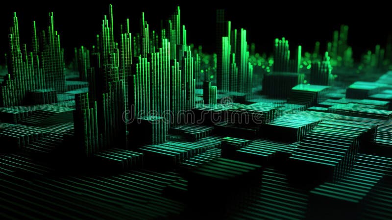 Digital Abstract of Green Color Dot Matrix Pattern Selective Focused ...