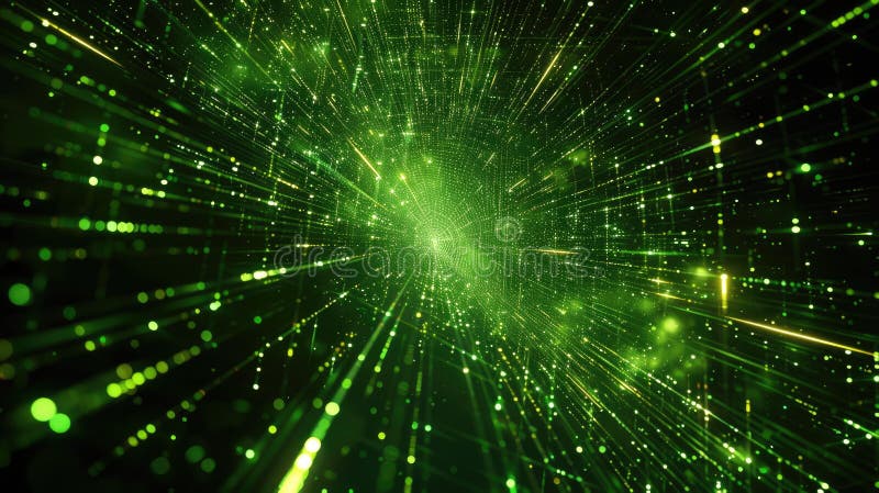 Digital Abstract 3D Green Cubes and Lines. Digital Artwork for Design ...