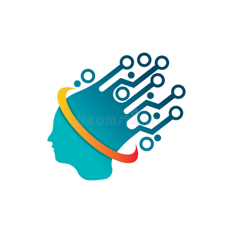 Digital Abstract Icon Human Head Tech Logo Stock Vector - Illustration ...