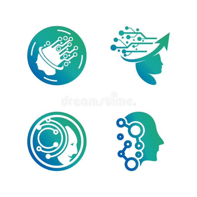 Digital Abstract Icon Human Head Tech Logo Stock Vector - Illustration ...