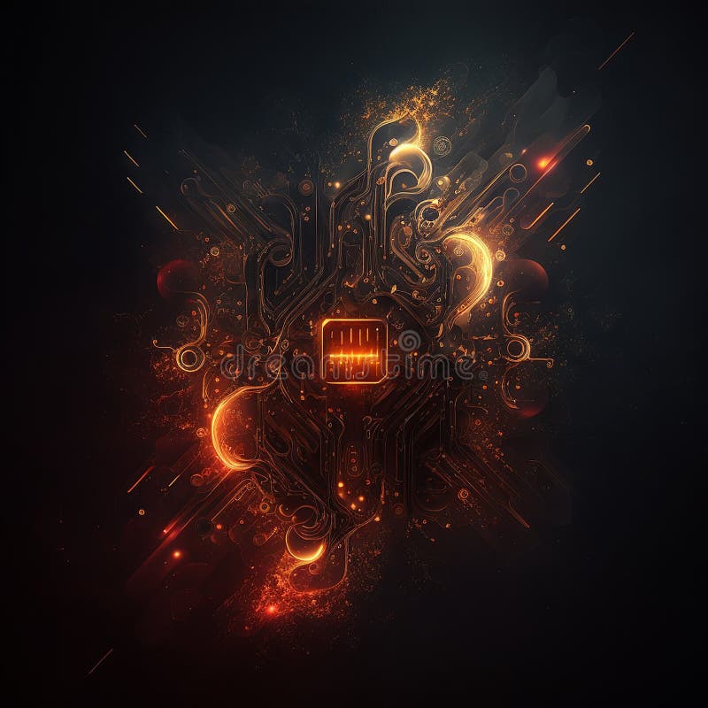 Abstract Design with Computer Chip Parts. Ai Generated. Stock ...