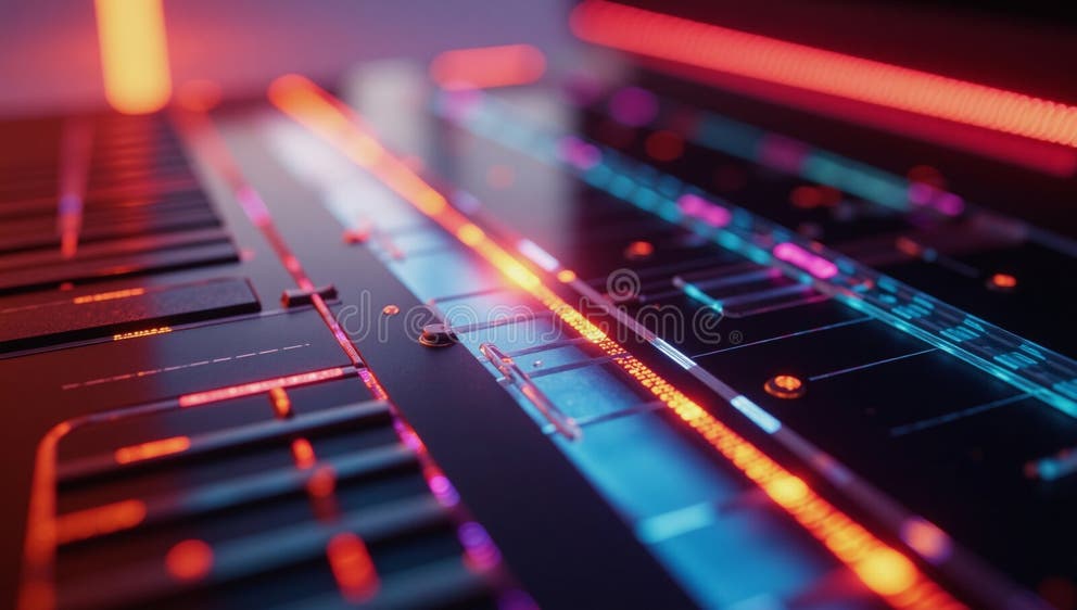 Digital Abstract Illustration Featuring a Futuristic Computer Interface ...