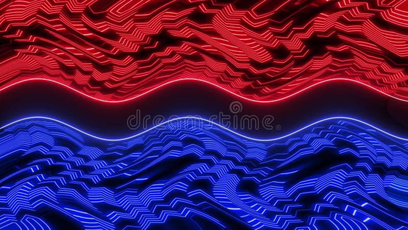 Abstract Neon Red and Blue Waves Stock Video - Video of bright ...