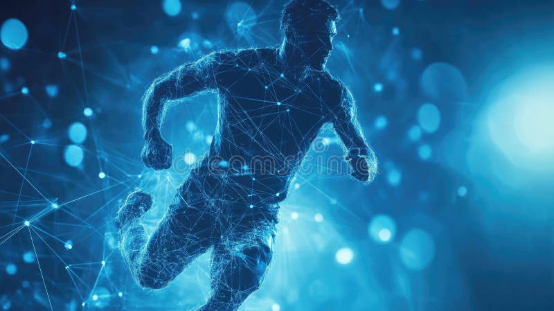 Digital Abstract Illustration of a Runner Made from Network Connections ...